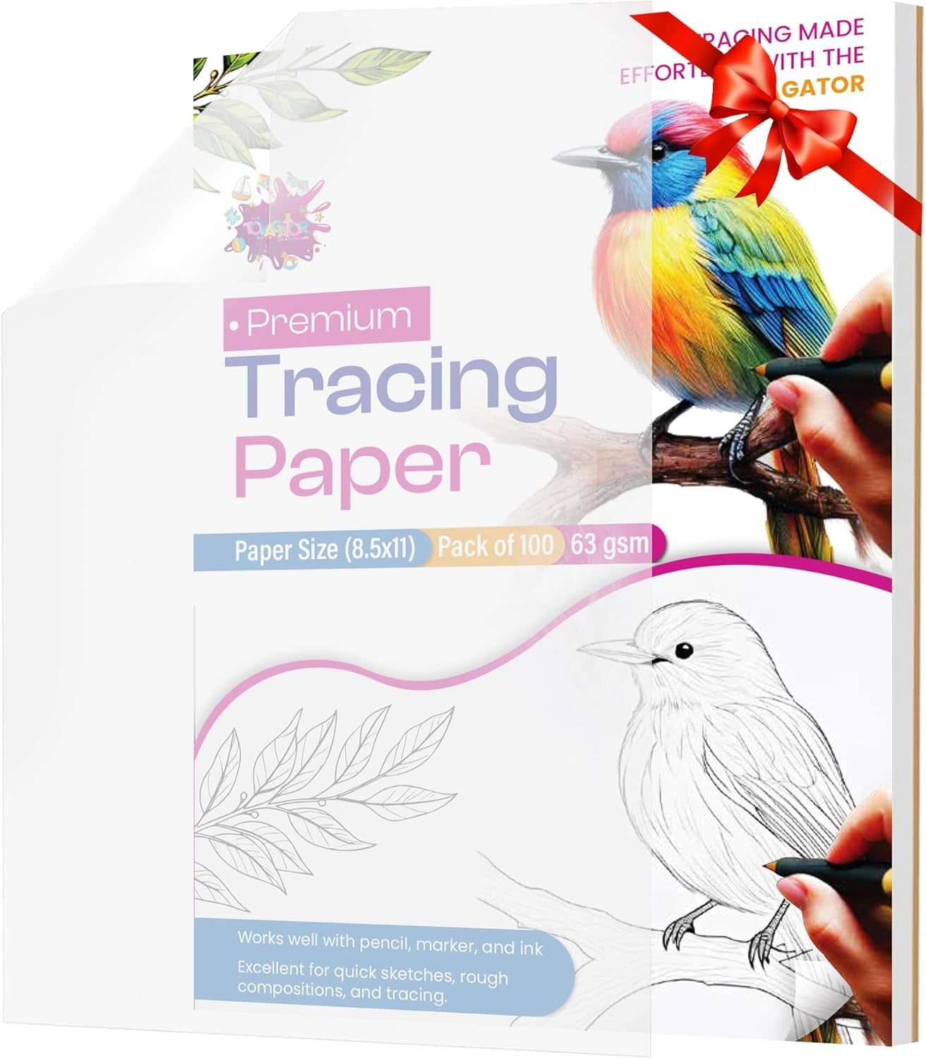 Tracing Paper 8.5 x 11 Inch - 100 Sheets 41lb/63gsm Transparent Vellum ...