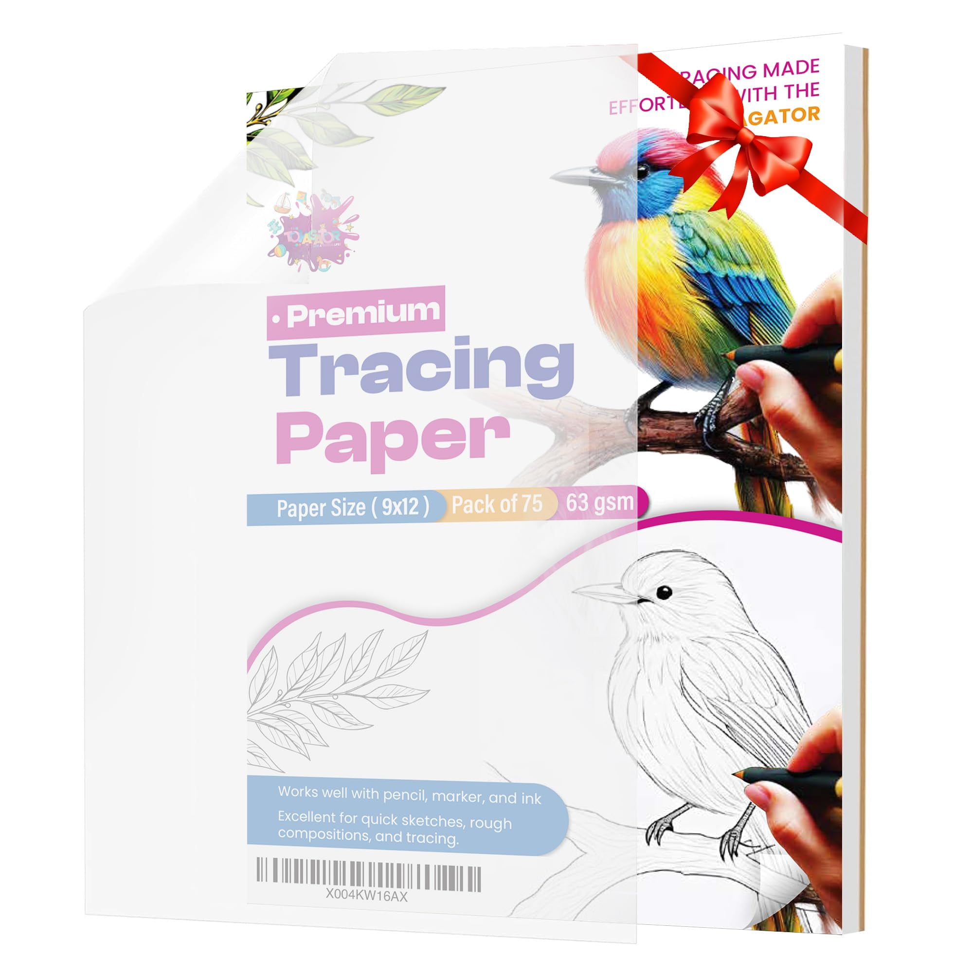 Tracing Paper 9 x 12 MDA05 Inch - 75 Sheets 41lb/63gsm Trace Paper for ...