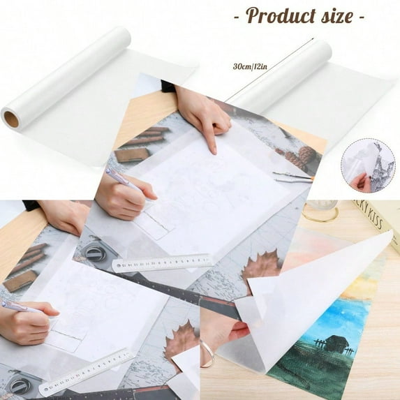 Tracing Paper Roll 12in x 25yd White Trace Paper Pattern Paper ...