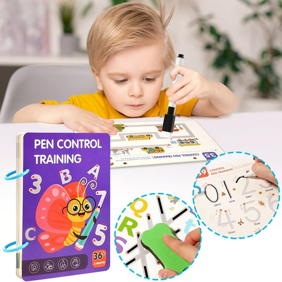 Tracing Practice Book,Reusable Erasable Pad,20 Pages for Preschoolers,Early Learning Activity ...