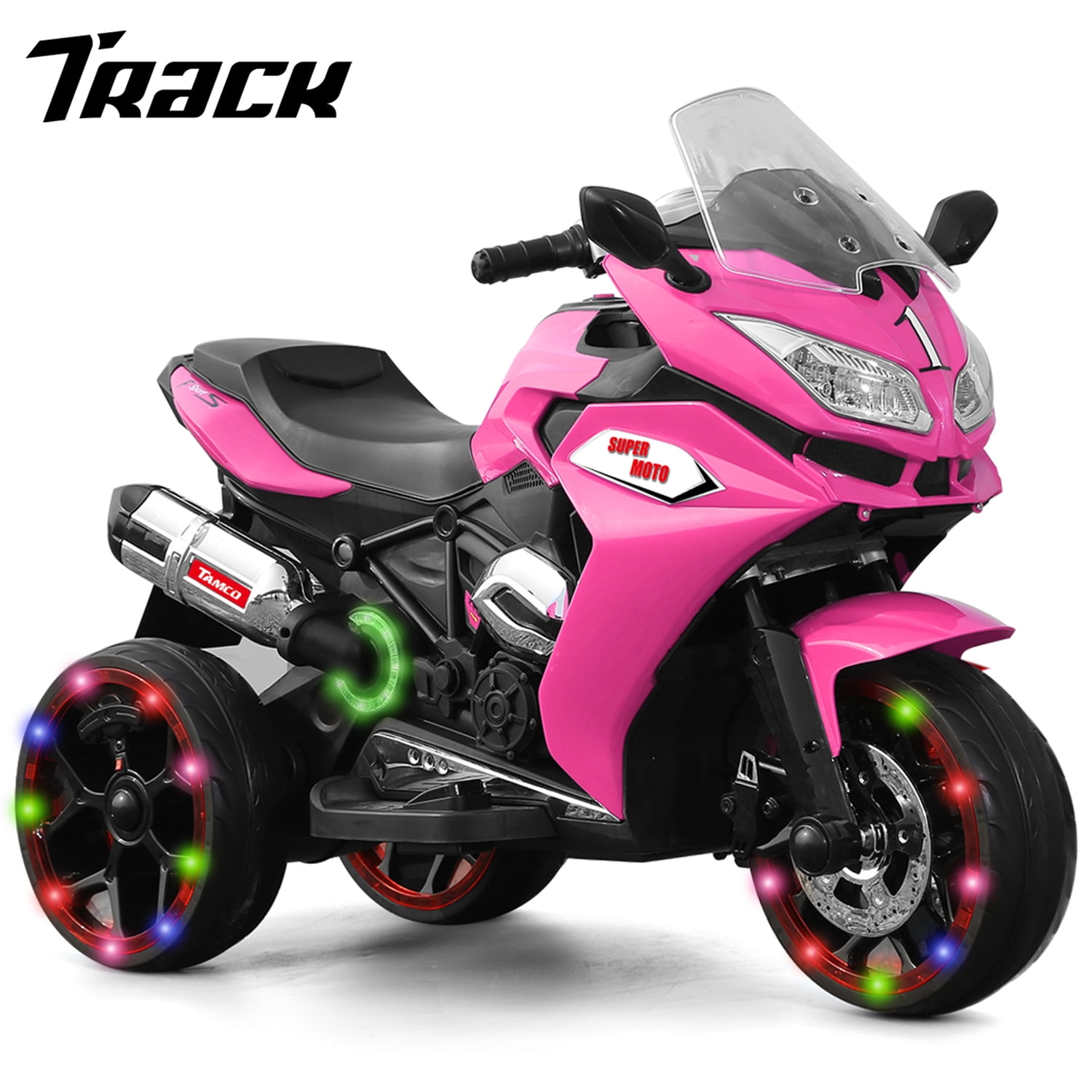 Track 7 12V Kids Ride on Motorcycle, 3 Wheels Electric Trike Motorcycle ...