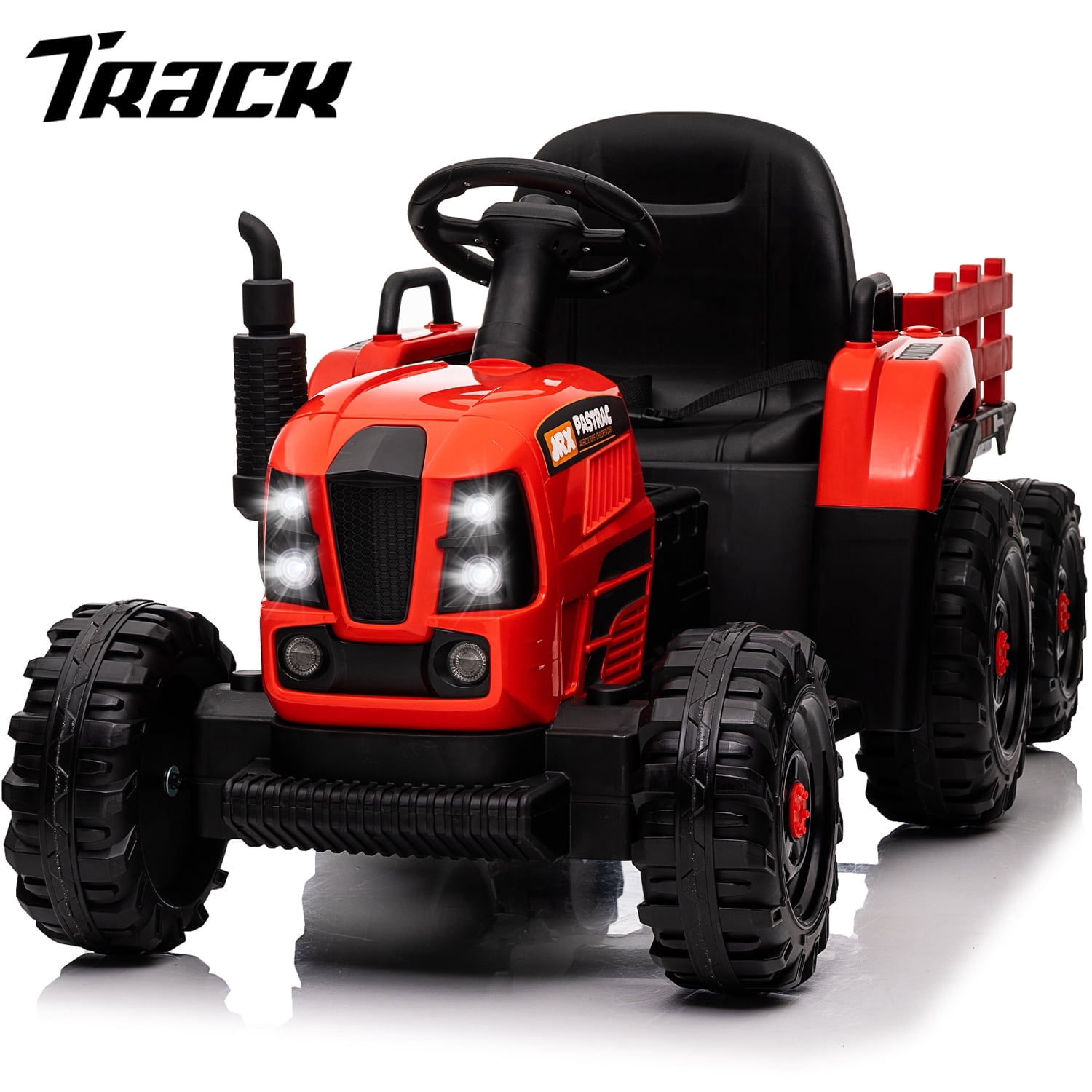 Track 7 12V Toddler's Motorized Ride-On Tractor with Trailer, 3-Speed ...