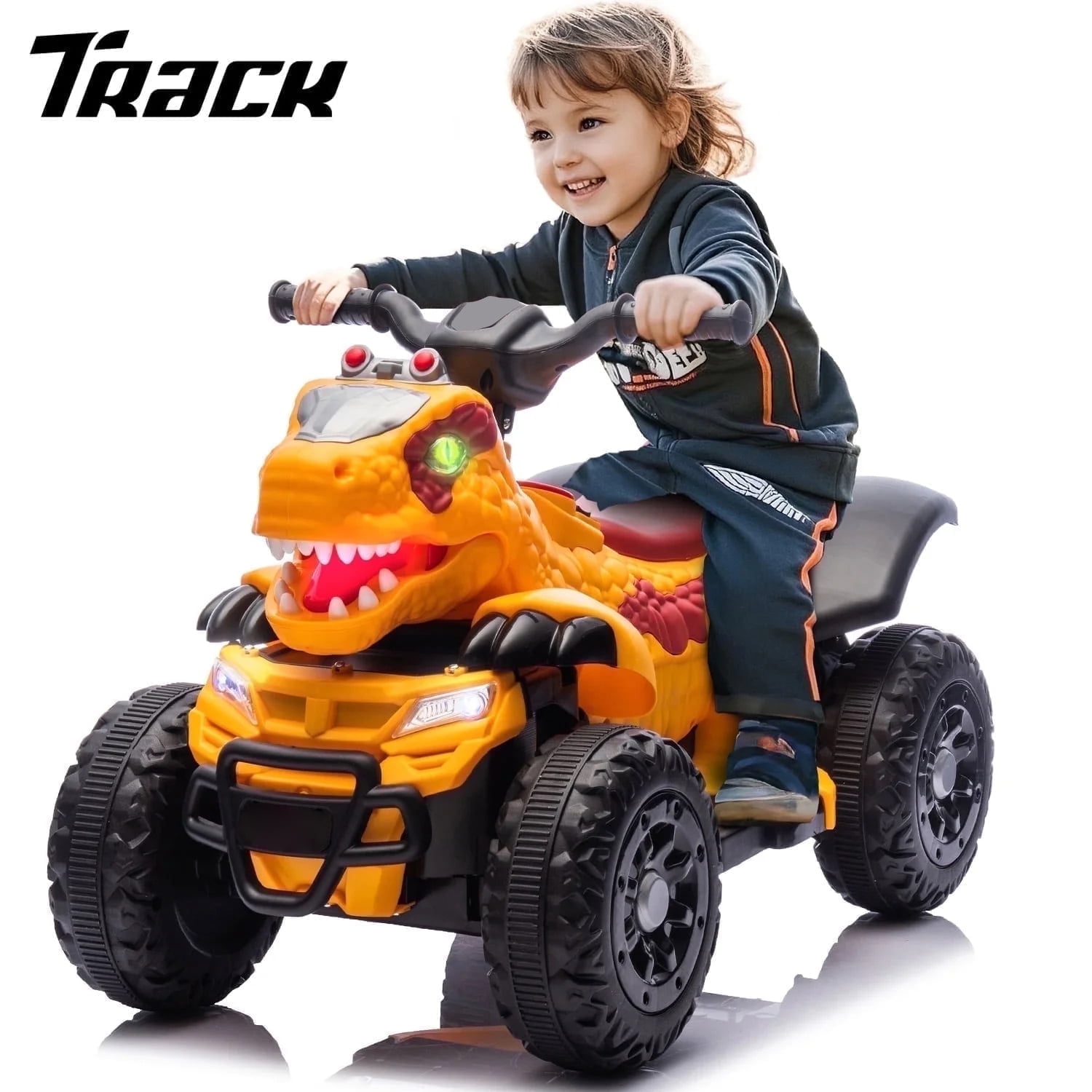 Track Seven 12V Electric Ride-On ATV, Dinosaur Four Wheeler Electric ...