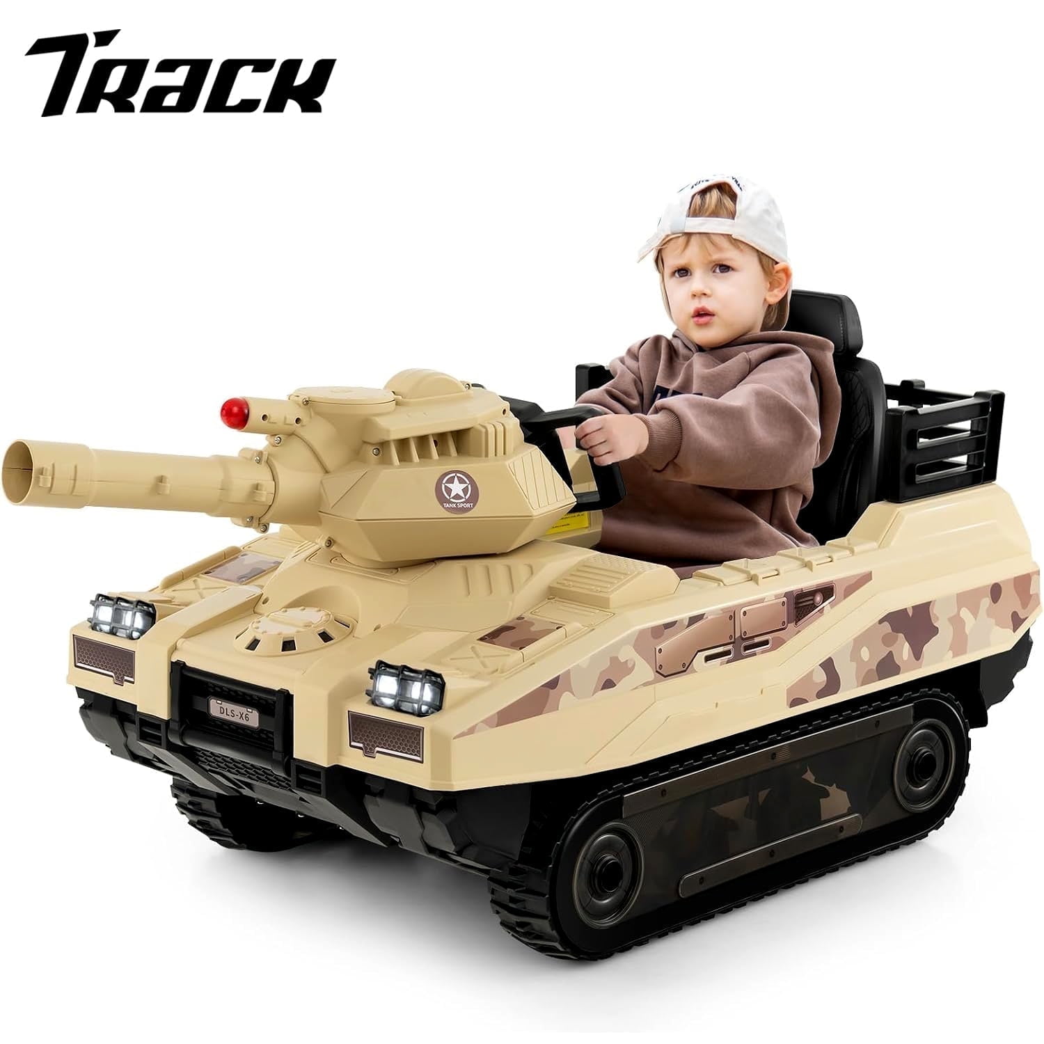 Track 7 24V Ride on Tank for Kids, Rotating Turret, Fighting Cannon ...