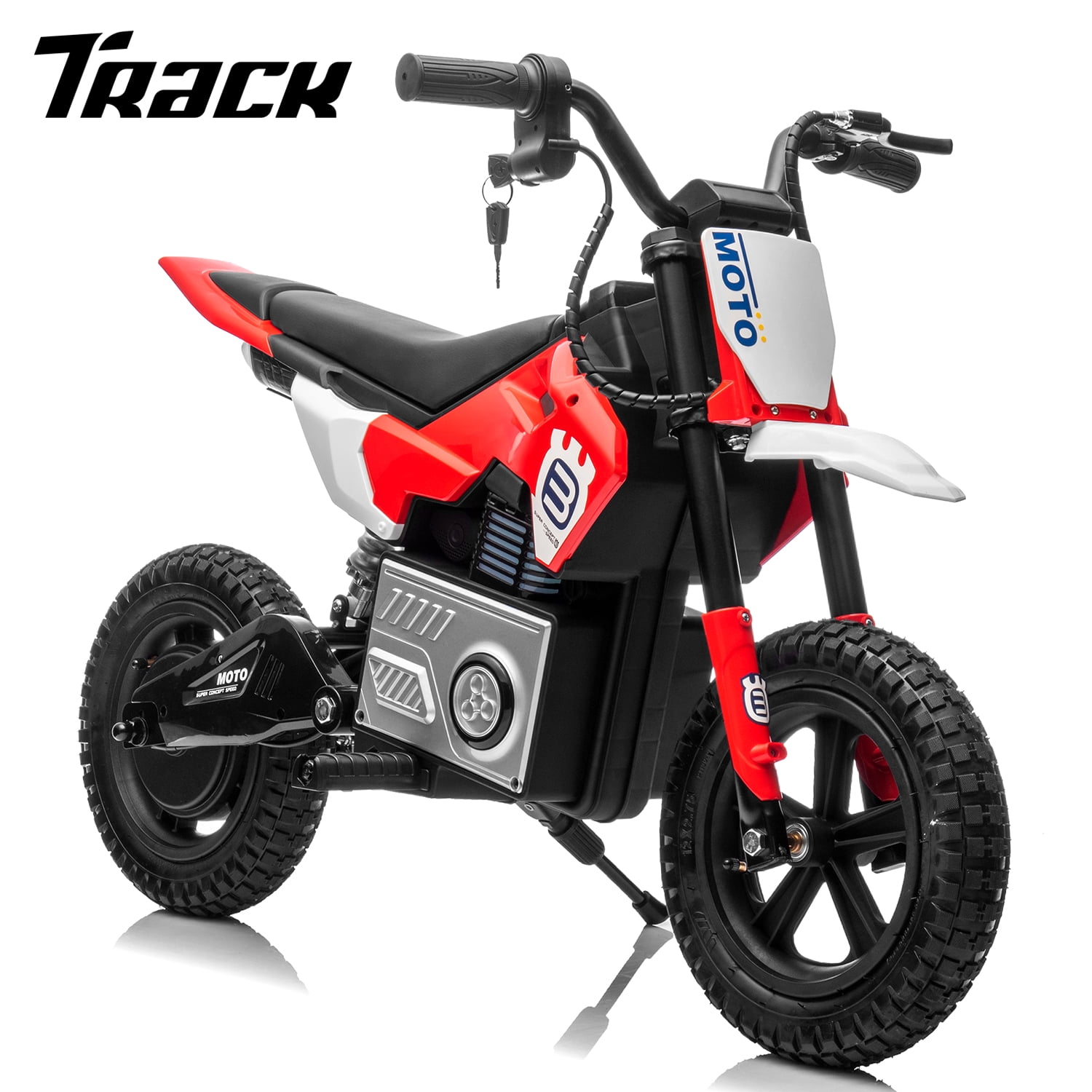Track 7 24V Ride on Motorcycle, 200W Motocross Electric Dirt Bike with ...