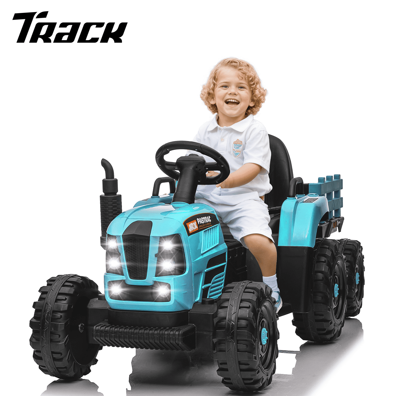Track 7 24V Ride on Tractor, 400W Electric Tractor with Detachable ...