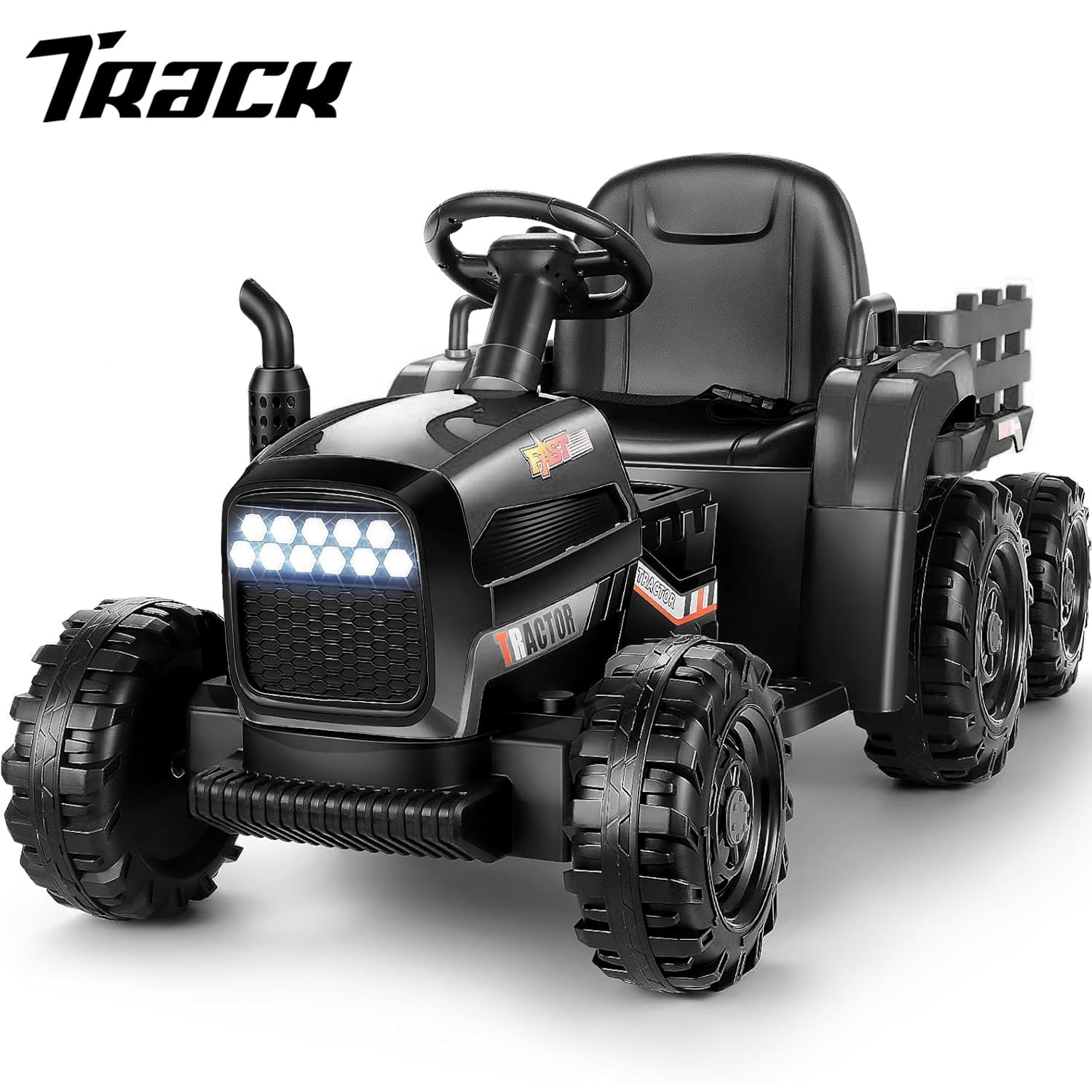 Track 7 24V Ride on Tractor with Trailer, 400W Motor, 6-Wheels Ride on ...