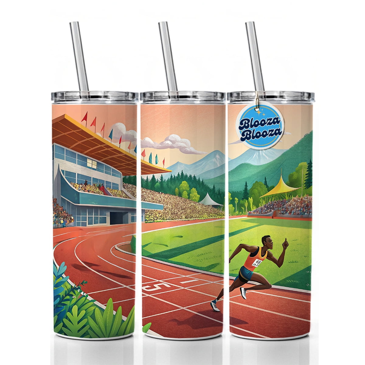 Track And Field Running Race Dash 20oz Insulated Water Bottle Skinny ...