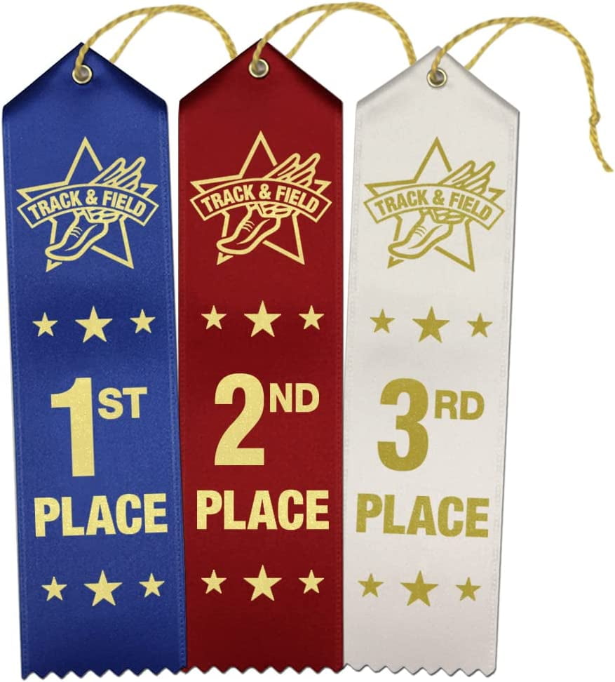 Track & Field Ribbons 1st - 2nd - 3rd Place with Card & String ...
