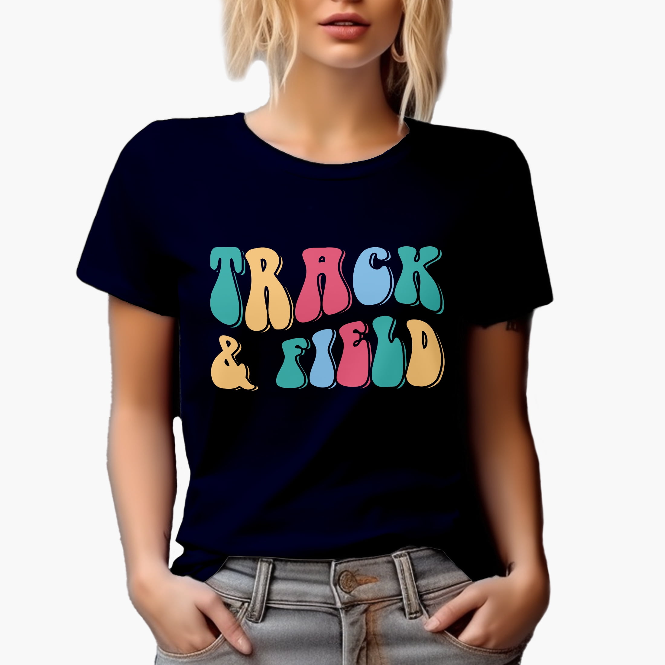 Track & Field, Sports or Athlete Themed, Groovy Retro Wavy Text Merch ...