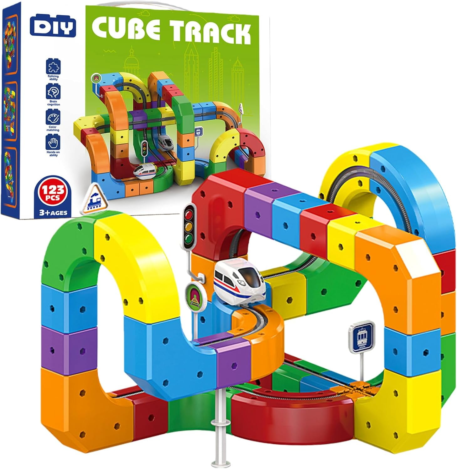 Track Fusion 3D Train Routes - 81 pcs 3D Infinity Cube Track, Track ...