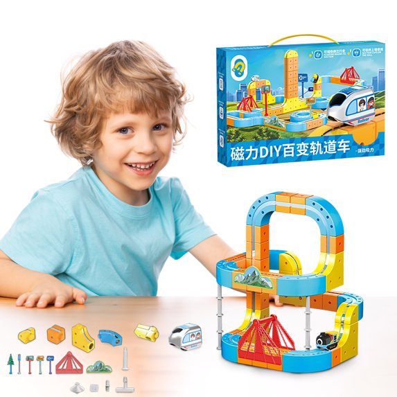 Track Fusion,Magnetic Monorail,Electric Track Fusion Toys, 65 PCS ...