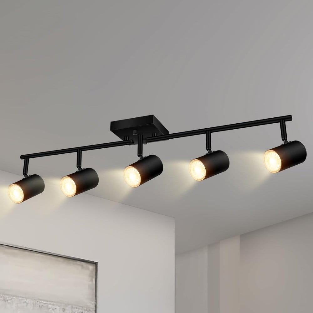 Track Lighting Kit, Kitchen Lighting Fixtures Ceiling, 5 way Ceiling Spot Lights, Rotatable ...