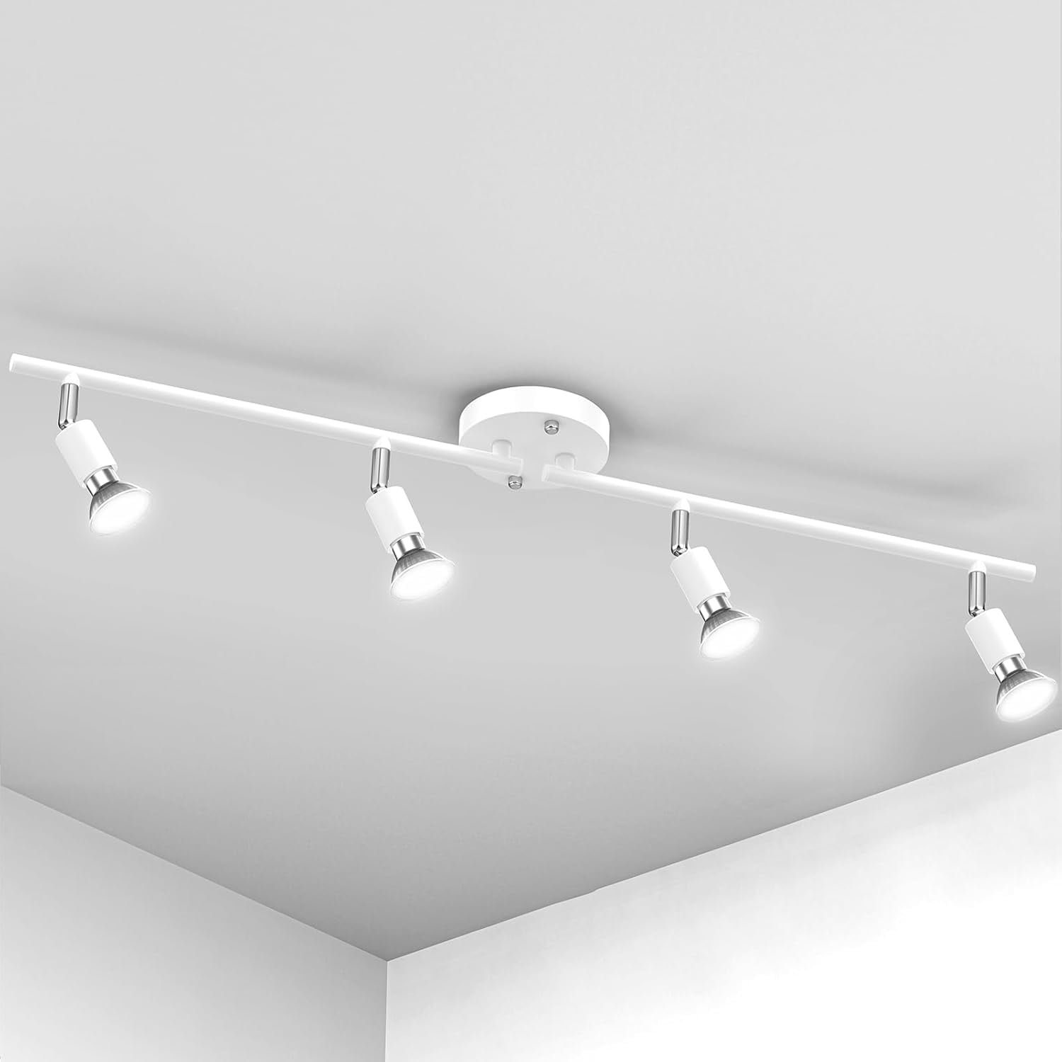 Track Lighting Kit, Modern White Ceiling Spot Lighting with Flexibly ...