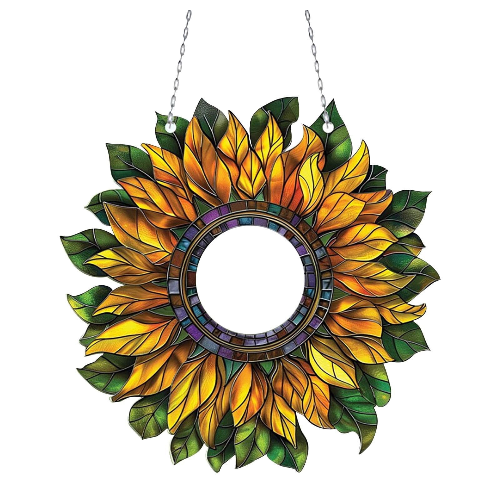 Track Ornament Stained Glass Sunflower Window Hanging Sunflower ...