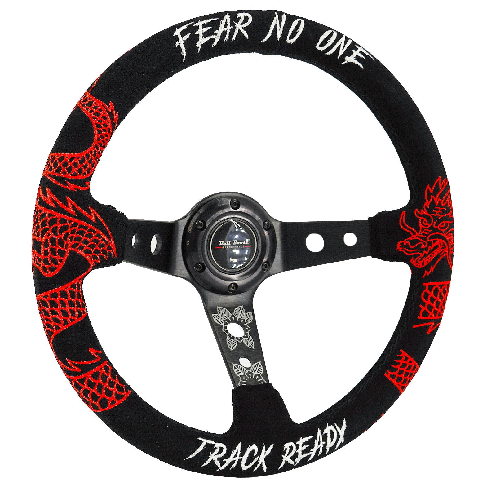 Track Ready Universal 350mm 3" Deep Dish 6-Bolt Steering Wheel Red ...