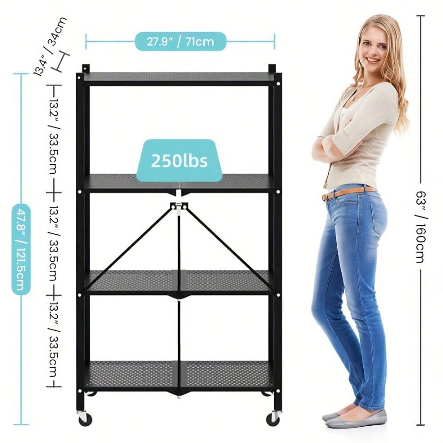 Track Seven 5-Tier Storage Shelving Unit With Hooks And Wheels ...
