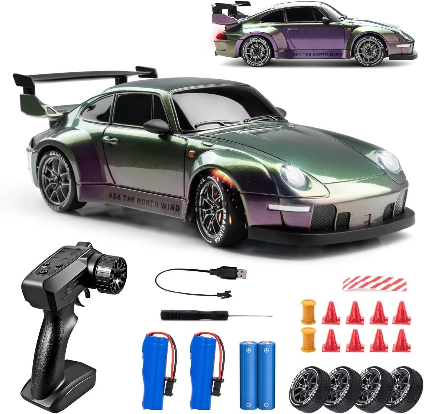 Track Seven RC Drift Car, 1:24 Scale Remote Control Vehicle with LED ...