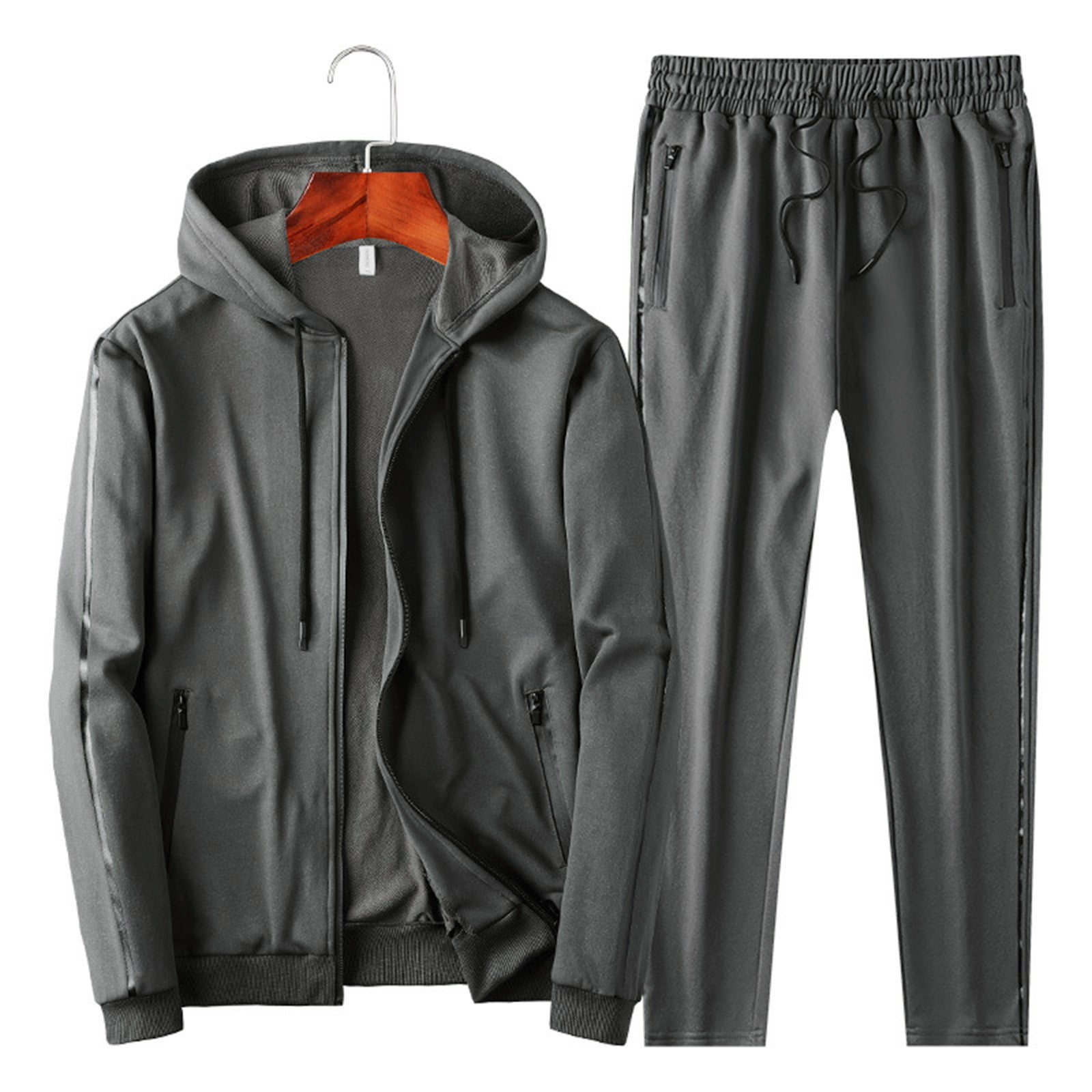 Track Suits Grey Hooded, Zipper Men's Suit Men's Fashion 4XL Overstock ...