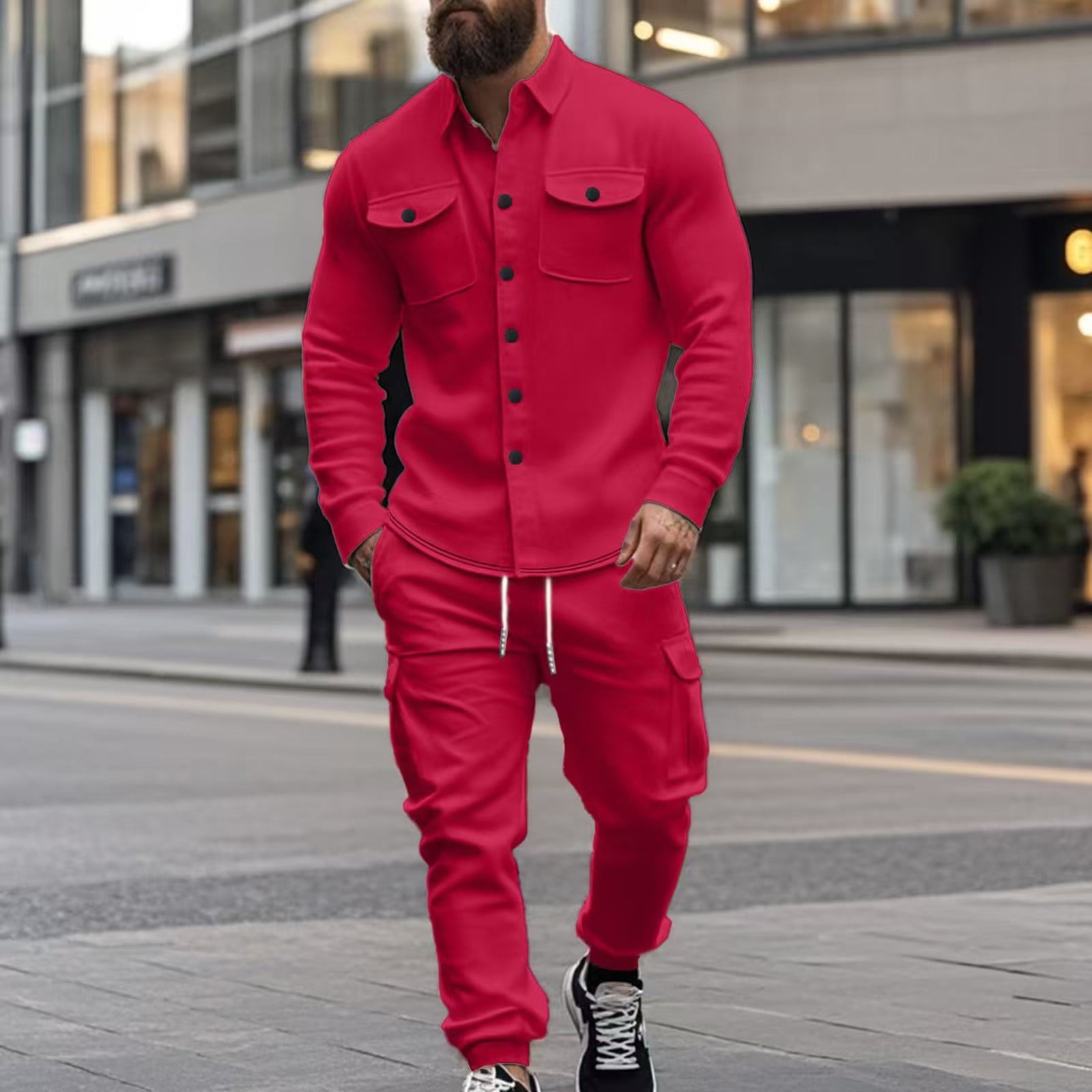 Track Suits for Men 2 Piece Set Full-zip Long Sleeve Solid Track ...