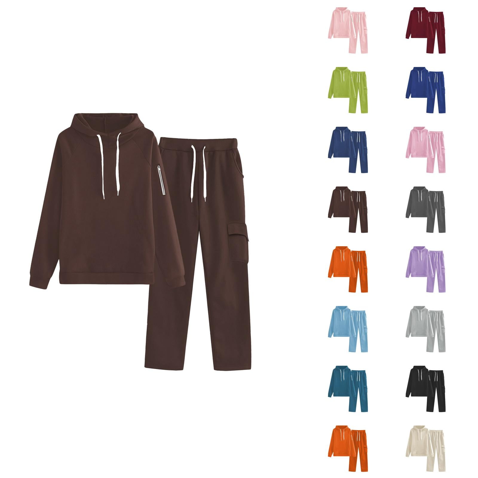 Track Suits for Women Set Fall Winter Plain Hoodie and Sweatpants 2 ...