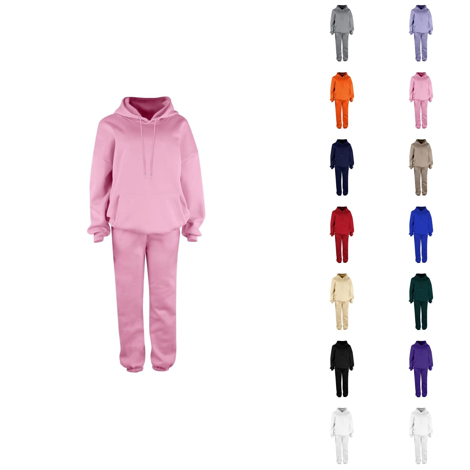 Track Suits for Women Set Lined Warm Plain Hoodie and Jogger Sweatpants ...