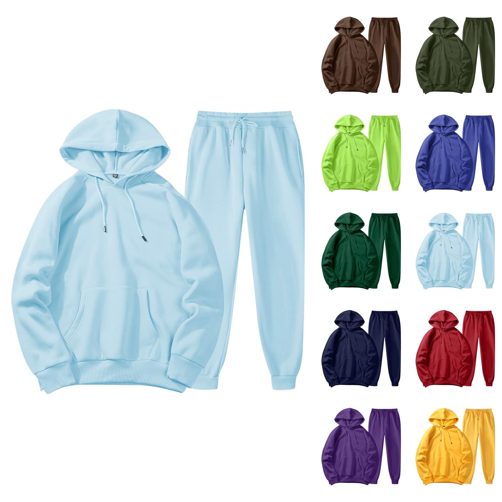 Track Suits for Women Set Plain Hooded Sweatshirt and Jogger Sweatpants ...