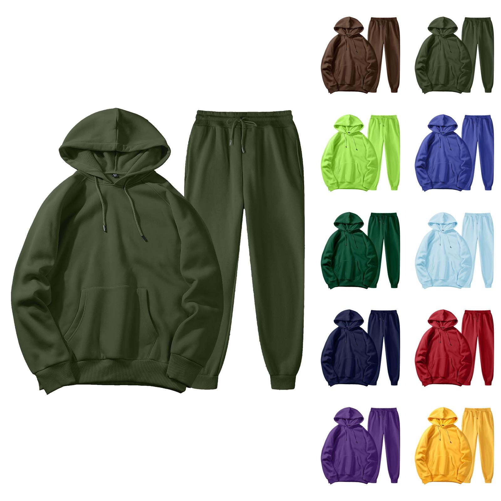 Track Suits for Women Set Plain Hooded Sweatshirt and Jogger Sweatpants ...