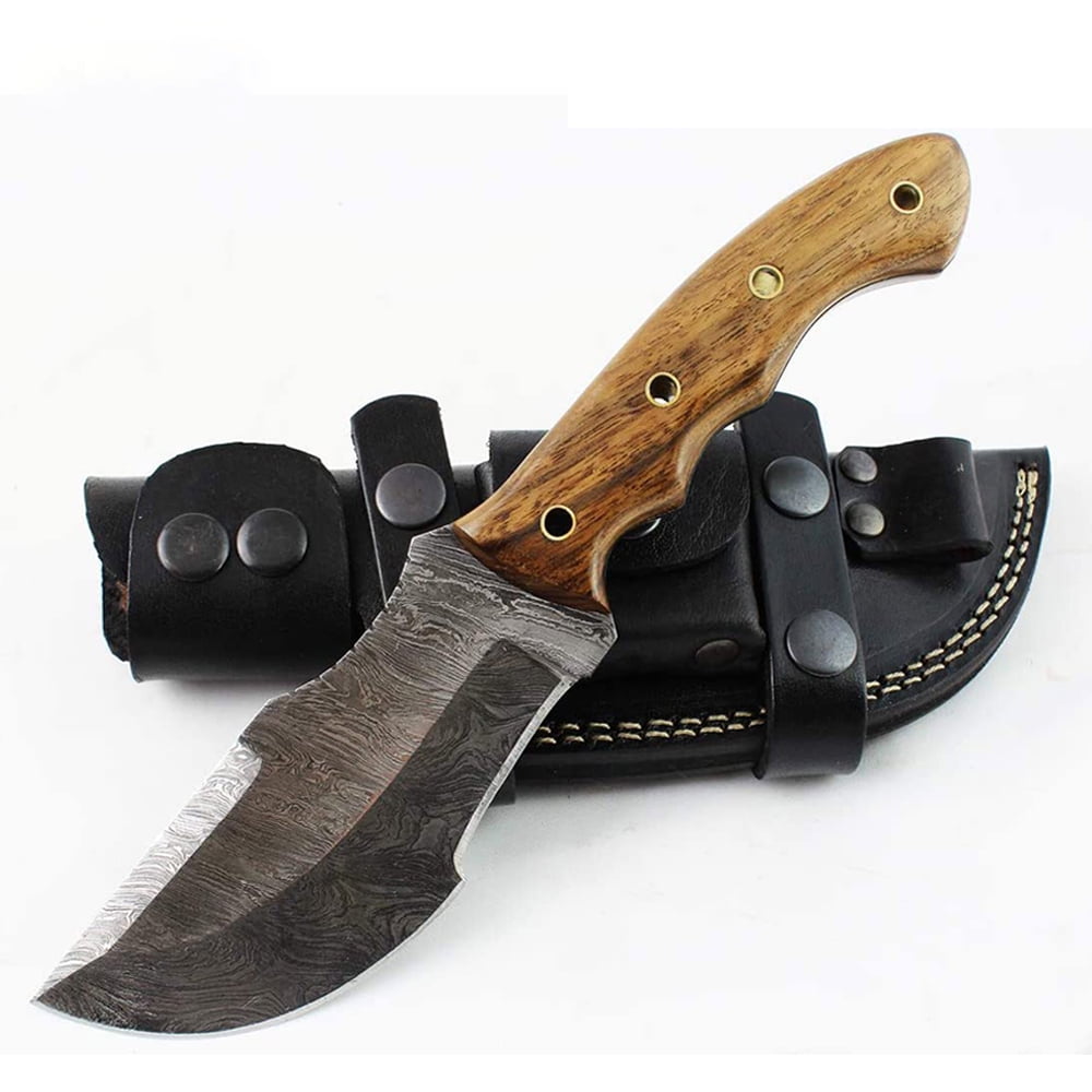 Tracker® Custom Handmade Damascus Hand-Forged Tracker knife wood handle ...