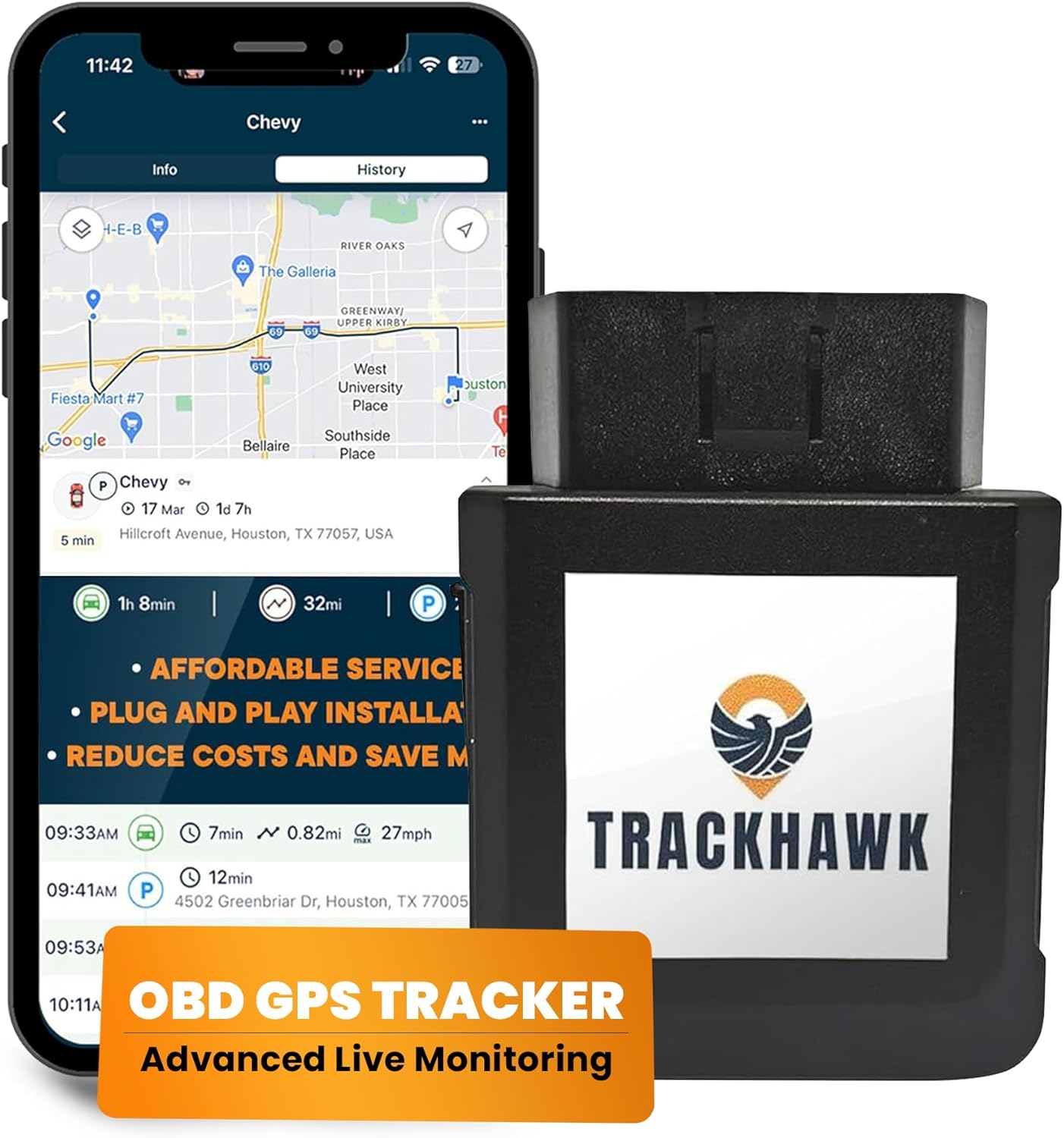 Trackhawk OBD GPS Tracker - GPS Tracker for Cars, Trucks & SUVs, Hidden ...