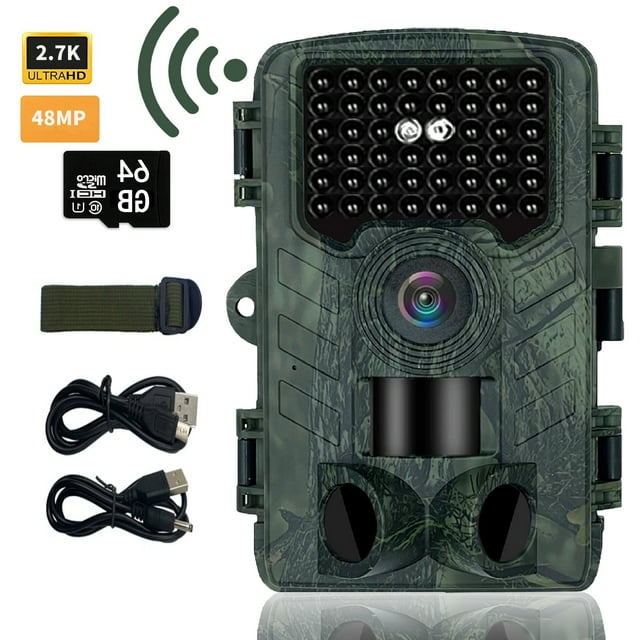 Tracking camera, 48 megapixel 2700P hunting camera with night vision ...