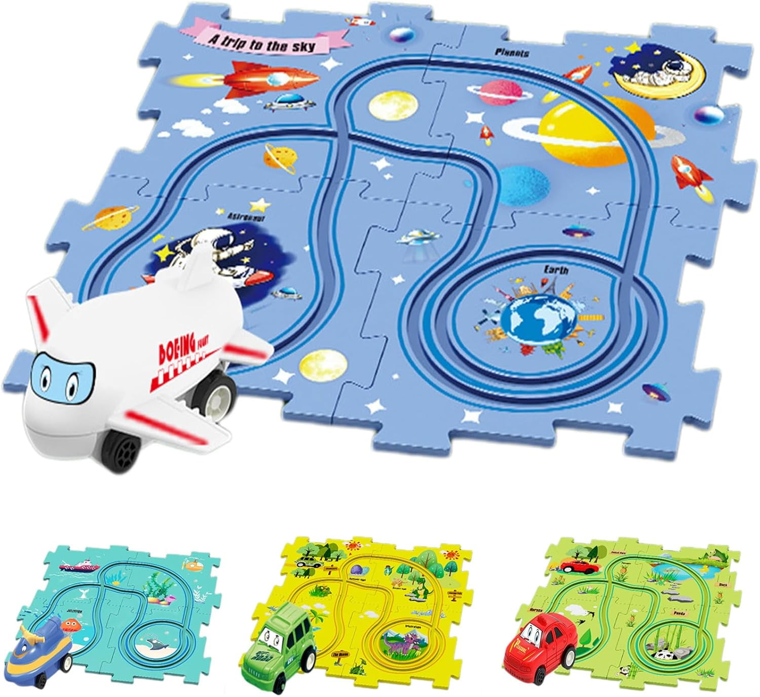 Trackmates Kids Car Track Set, 2024 Best Puzzle Racer Kids Car Track ...