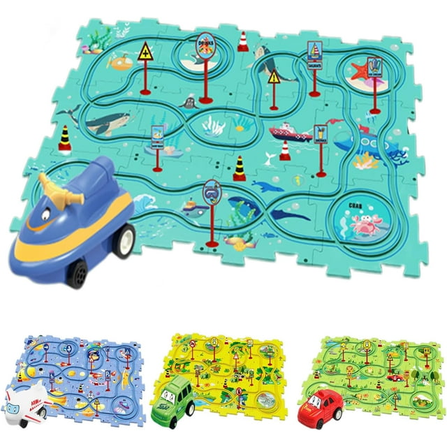 Trackmates Kids Car Track Set, 2024 Best Puzzle Racer Kids Car Track ...