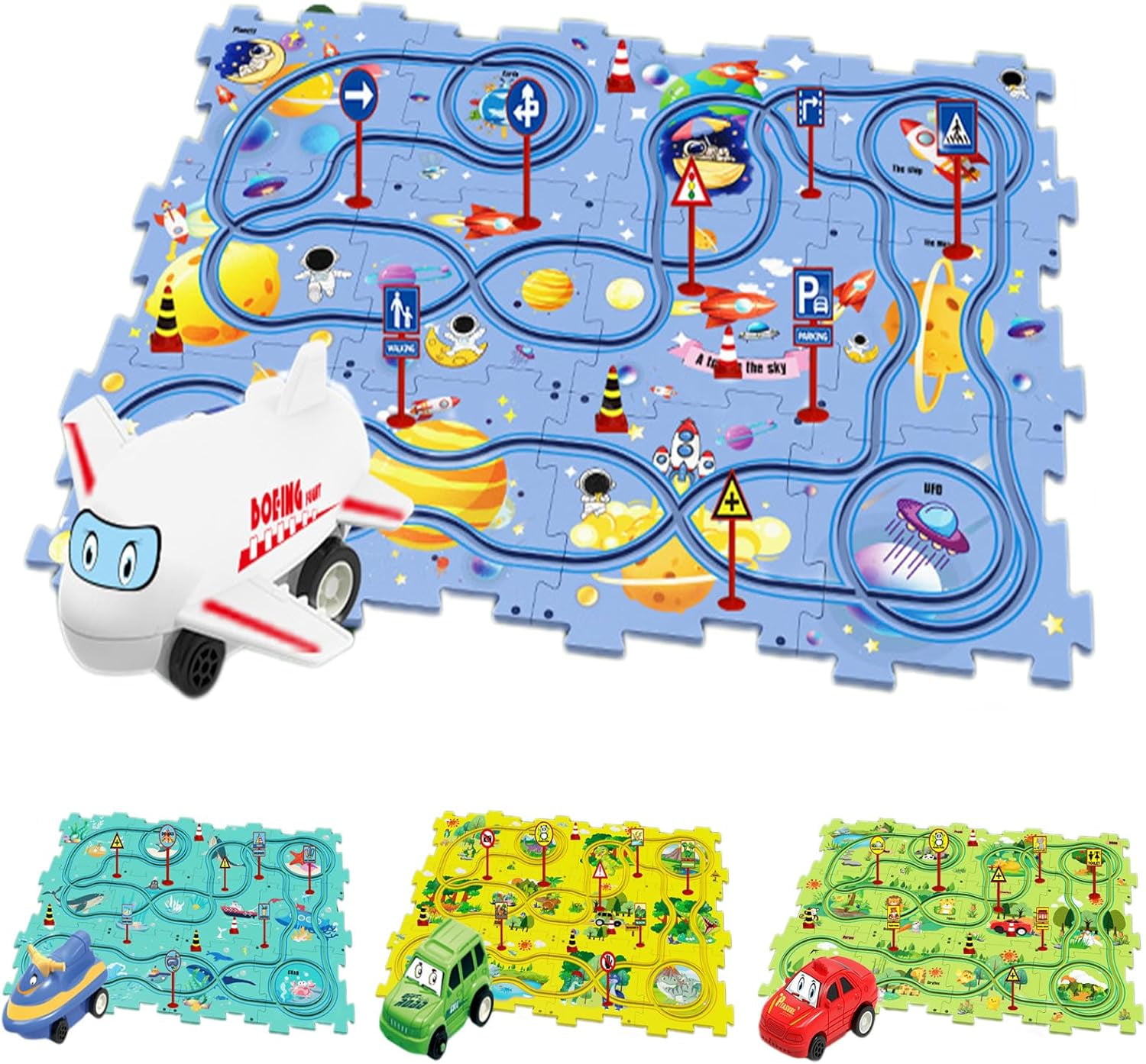Trackmates Kids Car Track Set, 2024 Best Puzzle Racer Kids Car Track ...