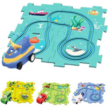 FUUY Puzzle Racer Car Track Puzzle Track Car Play Set DIY Puzzle Tracks ...
