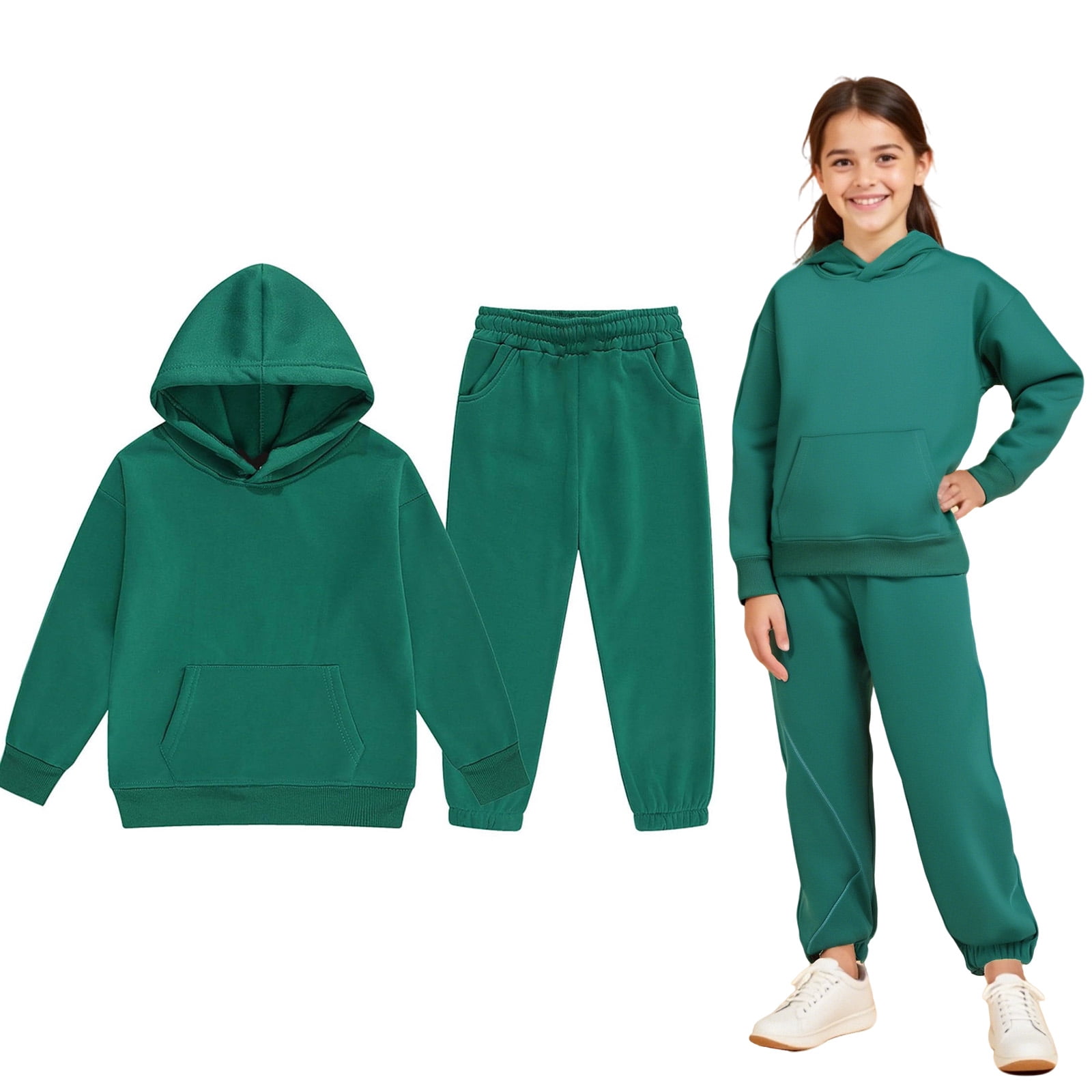 Tracksuit Athletic Sweatsuits Sets 2 Piece Long Sleeve Green Hoodie ...