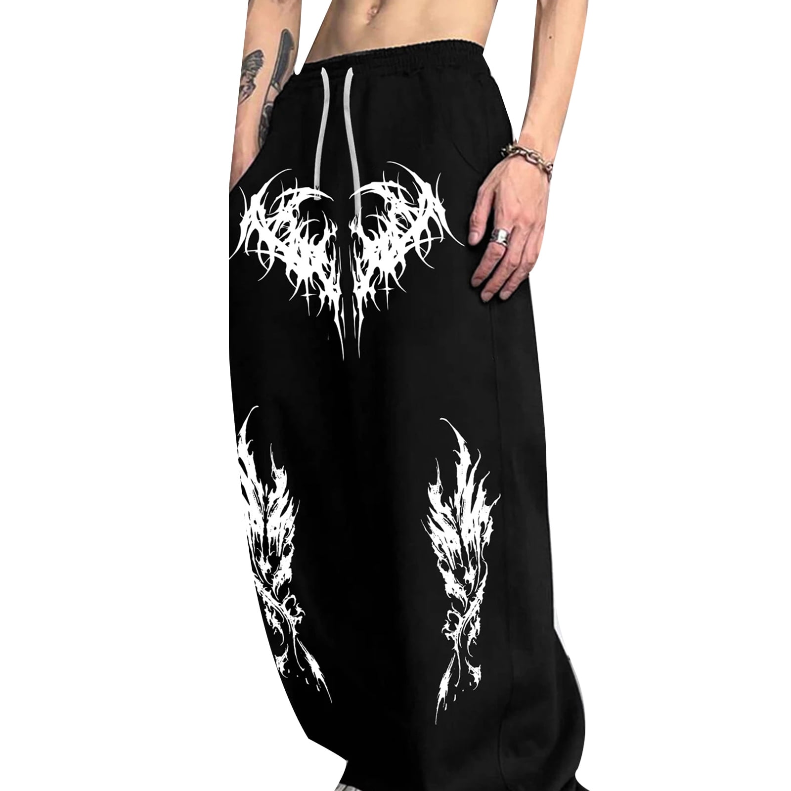 Tracksuit Bottoms For Men Women Gothic Baggy Joggers Y2K Wide Leg ...