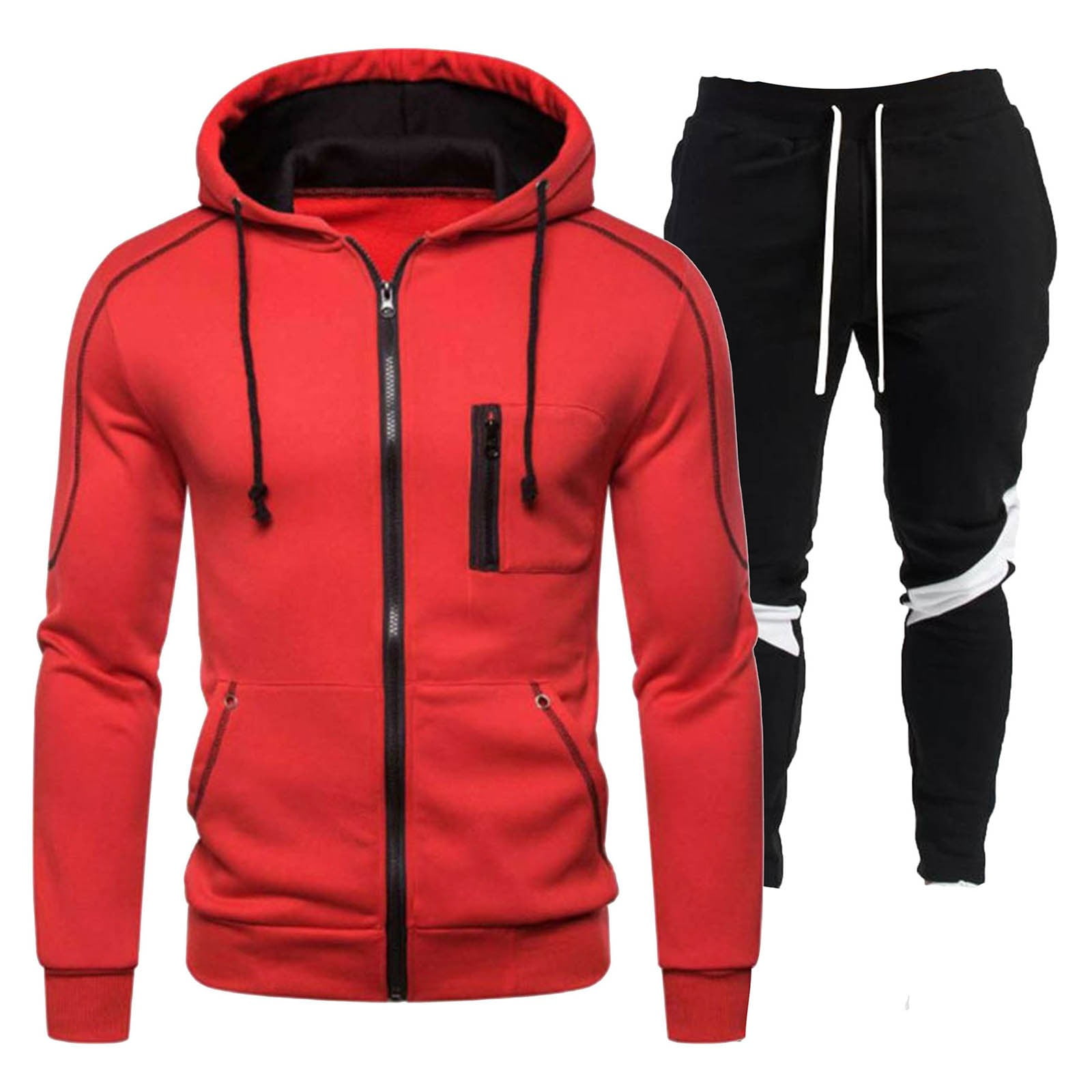 Tracksuit Men 2024 Men's Casual Tracksuit Set Long Sleeve Full Zip ...