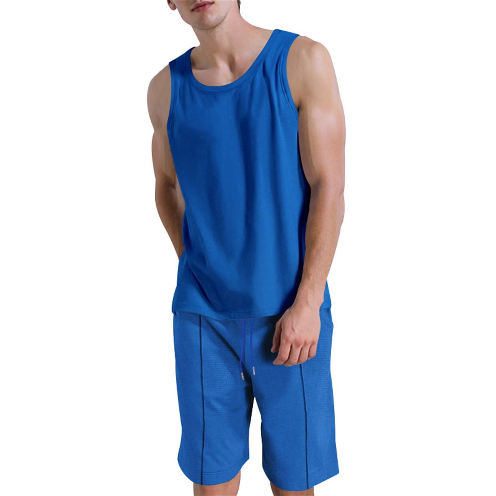 Tracksuit Men 2024 Men's Large Casual Sleeveless Vest Shorts Two Piece ...
