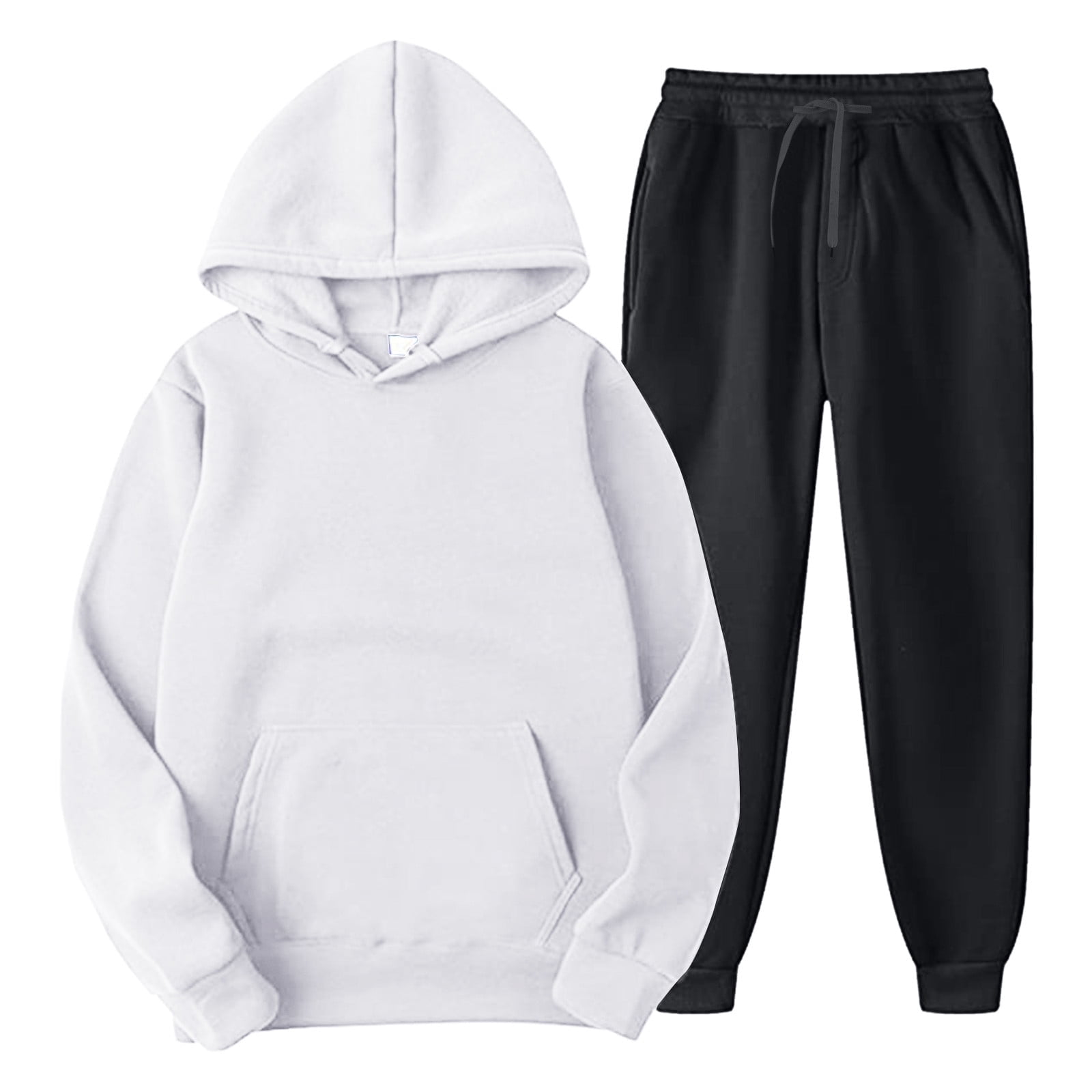 Tracksuit Men Mens Color Matching Two Piece Hooded Pocket Lace Up ...