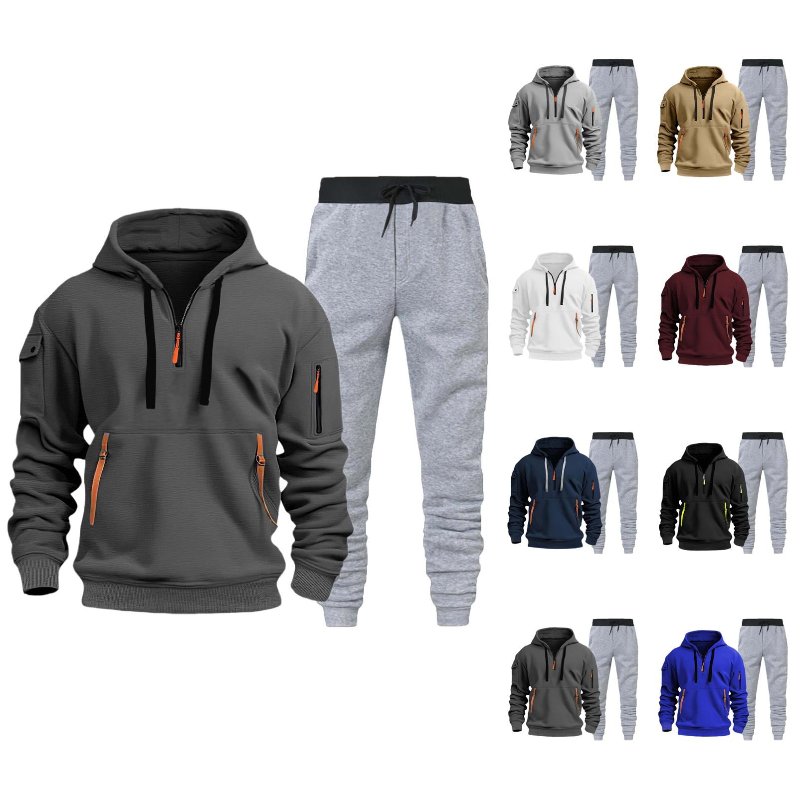 Tracksuit for Men 2025 Tactical Half Zip Hoodie and Jogger Sweatpants 2 ...