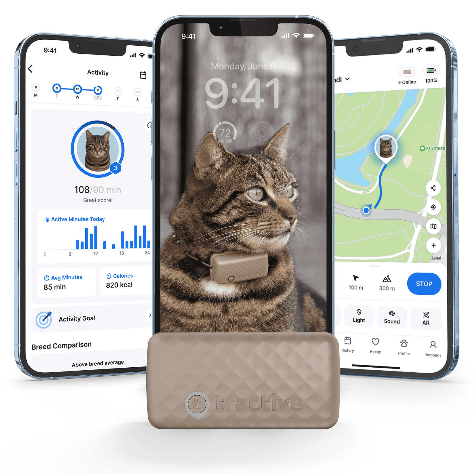 Tractive Cat Mini GPS Tracker with Activity Monitoring, Fits Any Collar ...