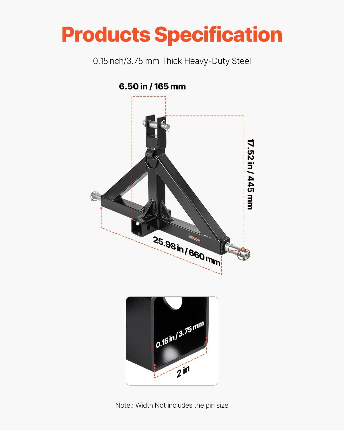 Tractor 3-Pt Quick Hitch Adapter, 2" Receiver, 3000lbs Capacity - Easy ...