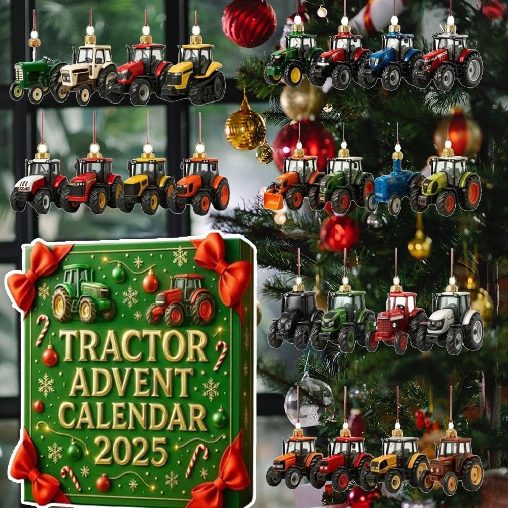Tractor Advent Calendar 2025, 24 Days Christmas Countdown with 2D ...