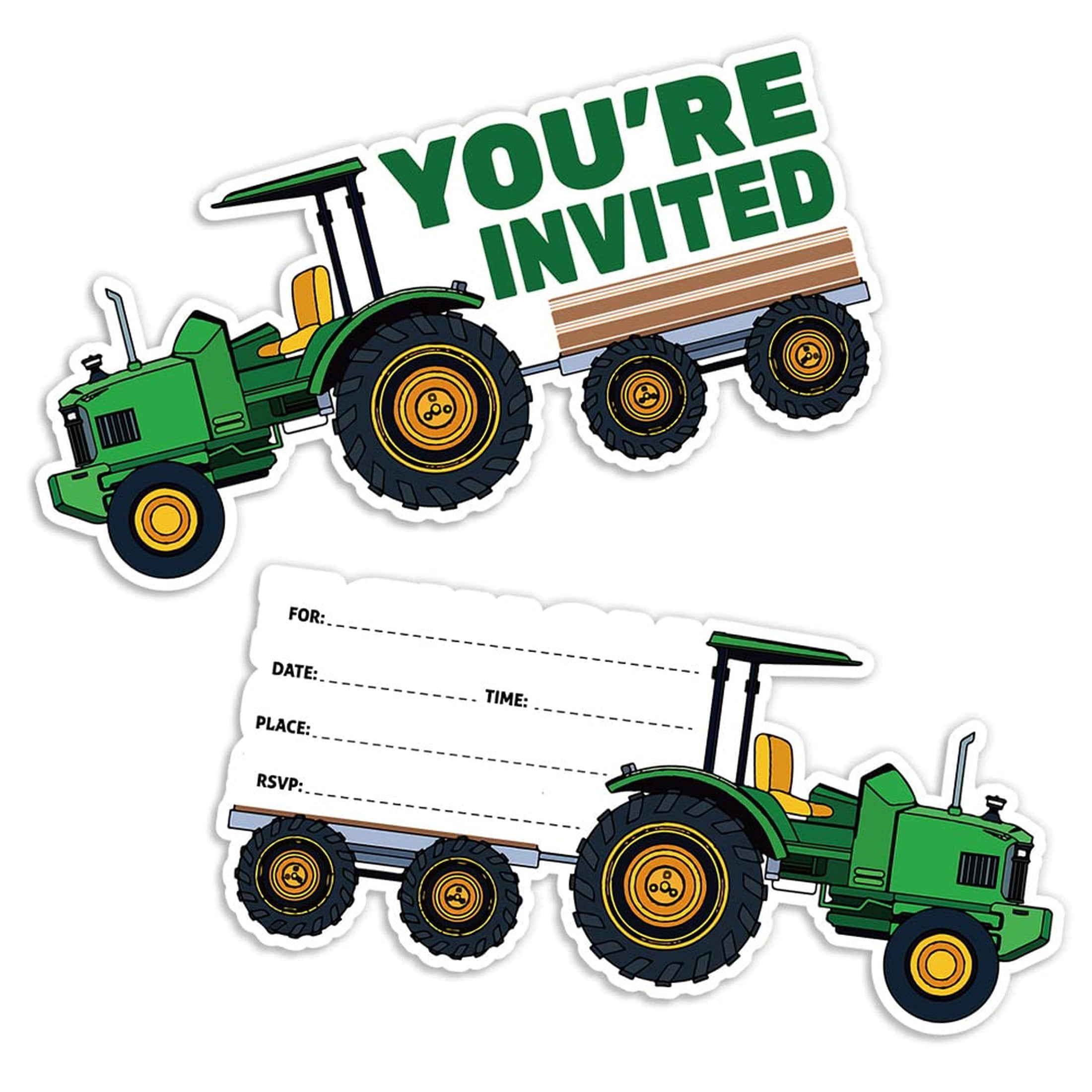 Tractor Adventure Birthday Invitations Set - 15 Fun Sheets with ...