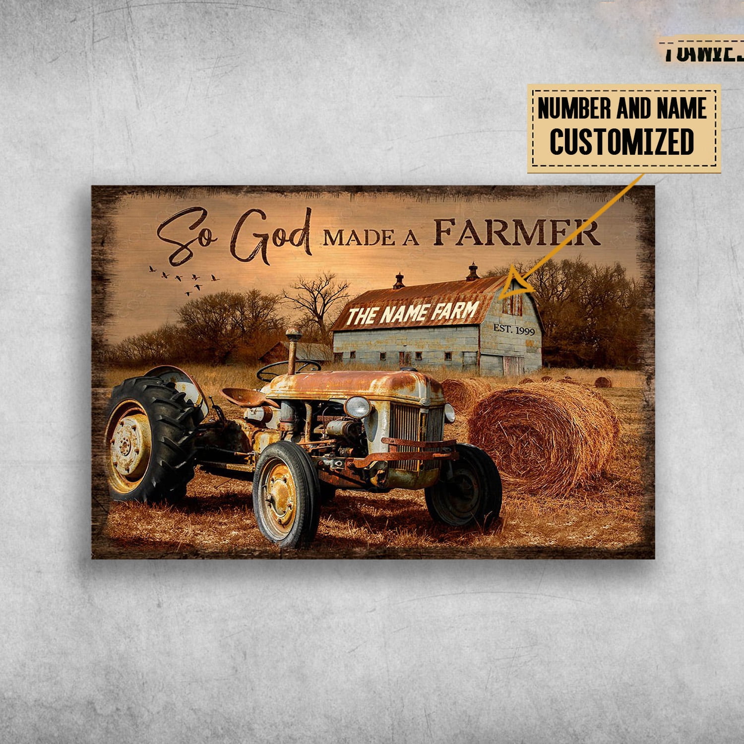 Tractor And Farmhouse, So God Made A Farmer Customized Personalized ...