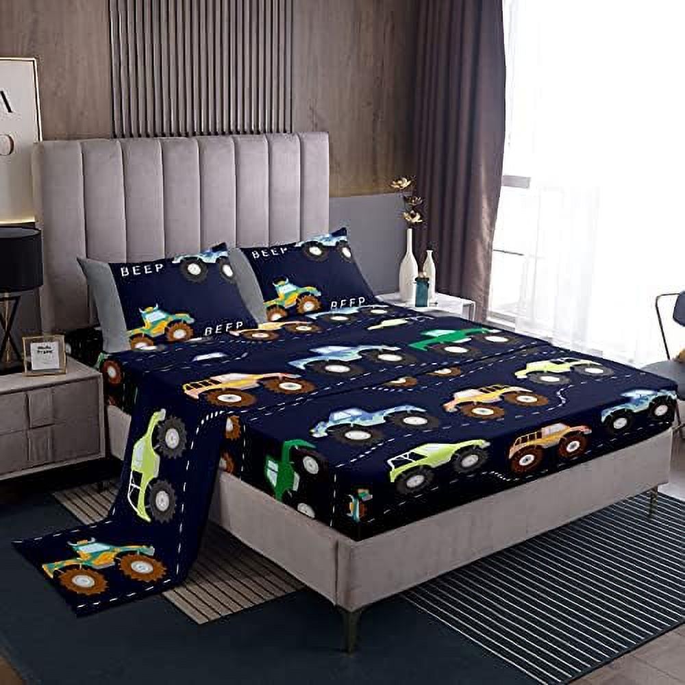 Tractor Bed Sheets for Boys Full Size Toddler Kids Cute Cartoon Farm ...