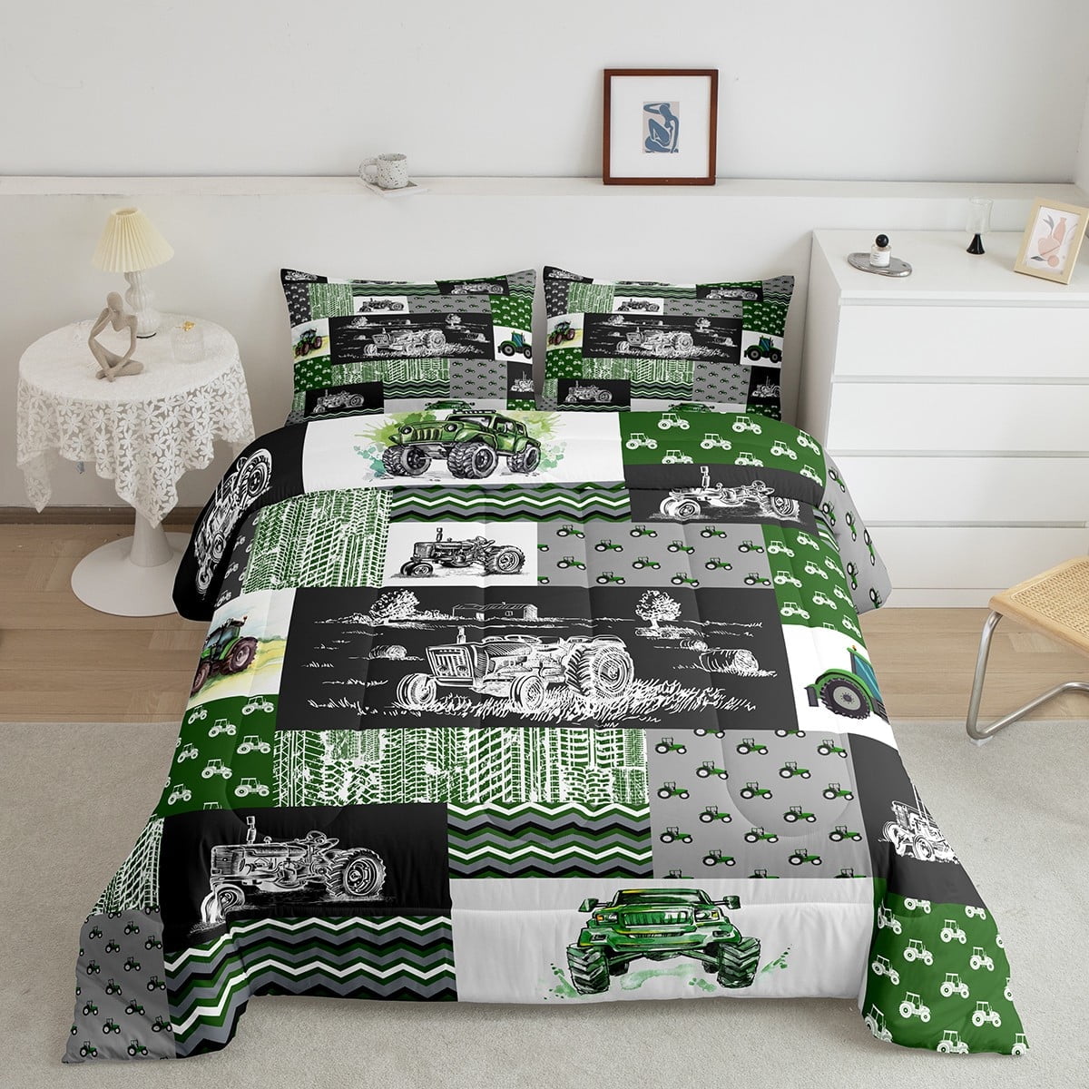 Walmart Twin Size Tractor Construction Theme Bedding Set with Comforter ...
