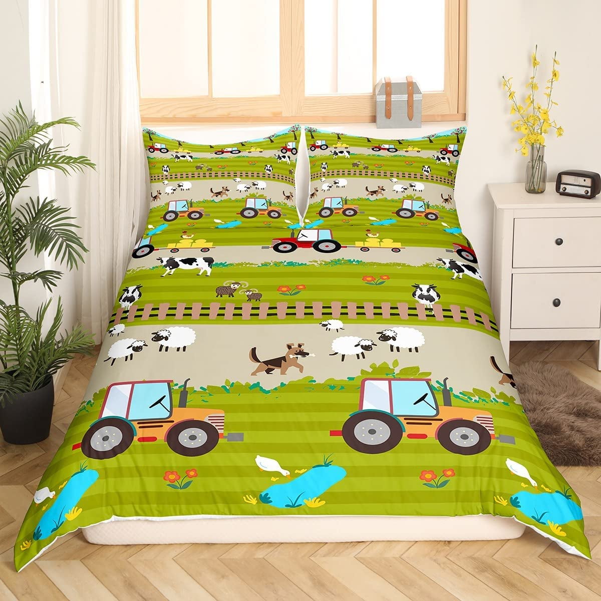 Tractor Bedding Sets for Boys,Toddler Kids Cute Cartoon Farm Animals ...