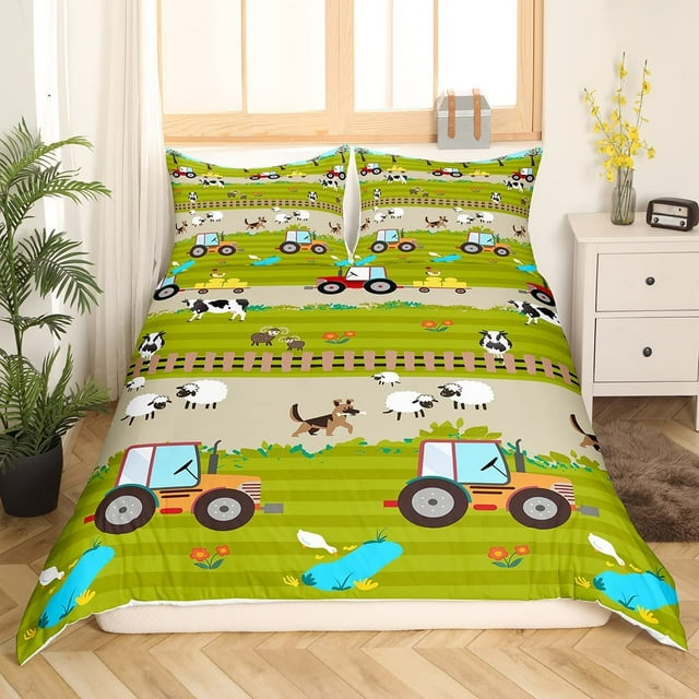 Tractor Bedding Sets for Boys,Toddler Kids Cute Cartoon Farm Animals ...